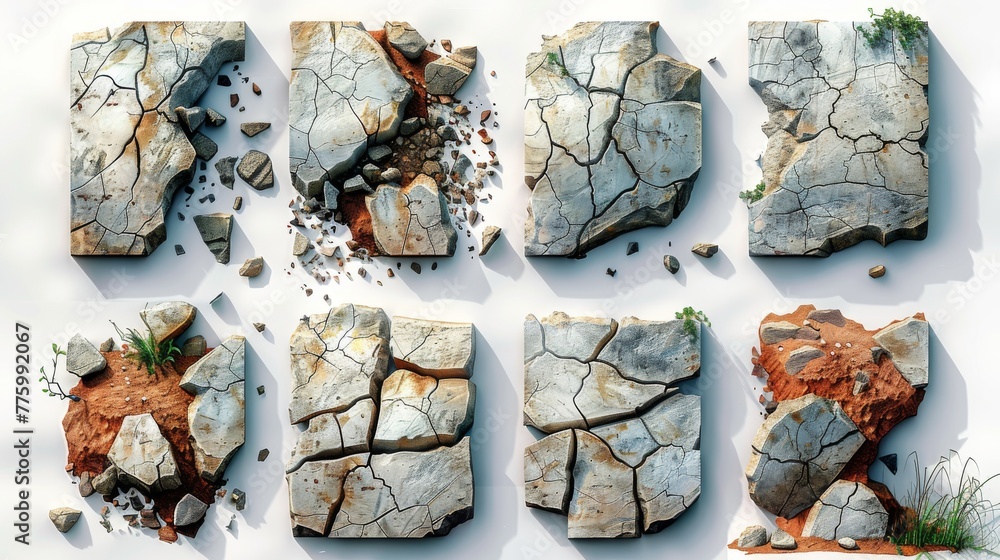 Ground cracks. Cracks caused by earthquakes, hole effect and cracked ...