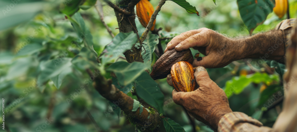 Cocoa fruit ( Theobroma cacao ) on tree Cacao, Chocolate Nut Tree ...