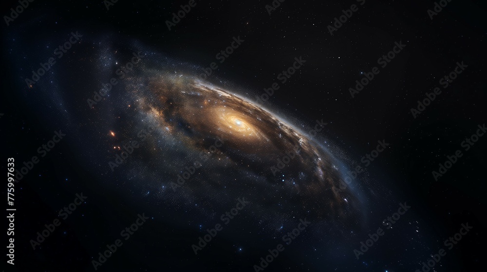 Hyper-realistic view of our Milky way galaxy, deep space details in ...