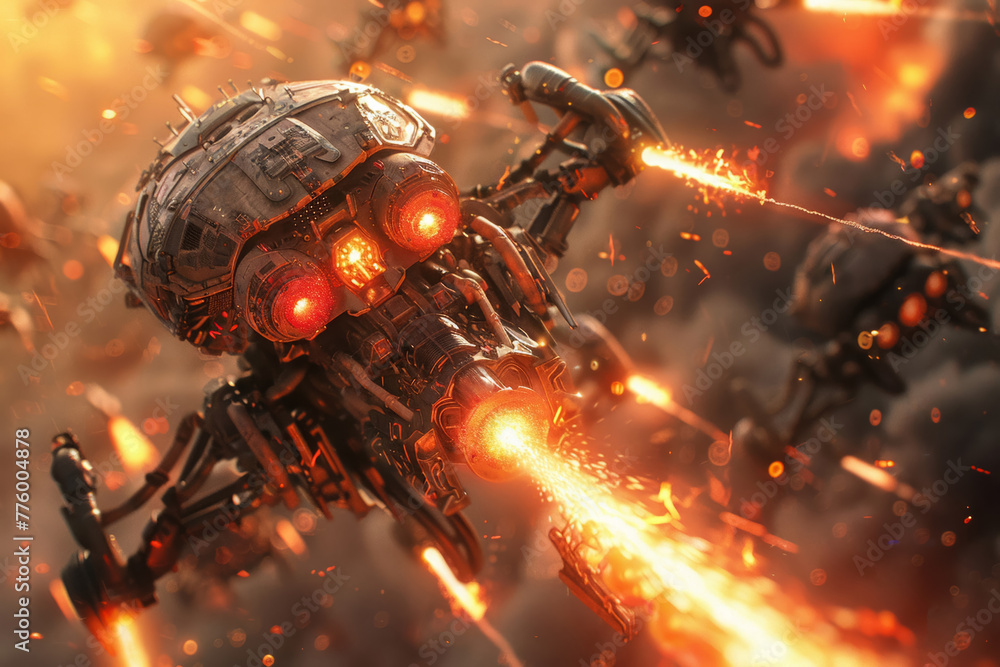 3D apocalyptic warfare, mechanical warriors defending against alien ...