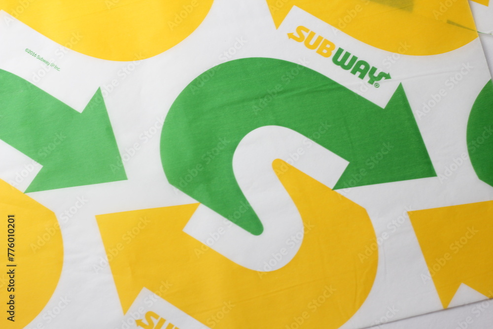 Bangkok, Thailand - January 19 2024 - Subway logo, Subway logo ...