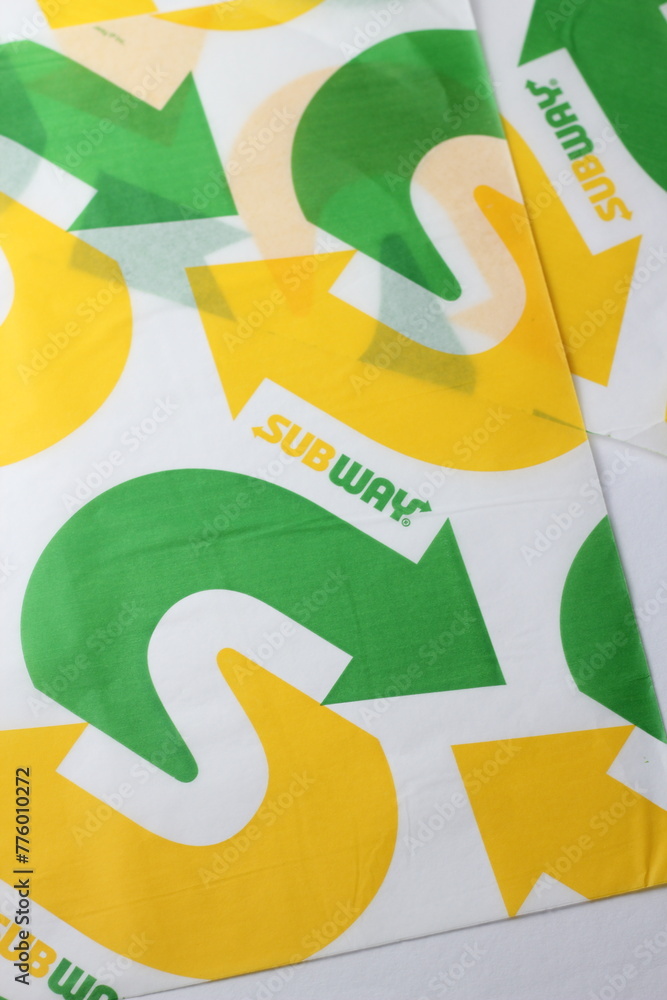 Bangkok, Thailand - January 19 2024 - Subway logo, Subway logo ...