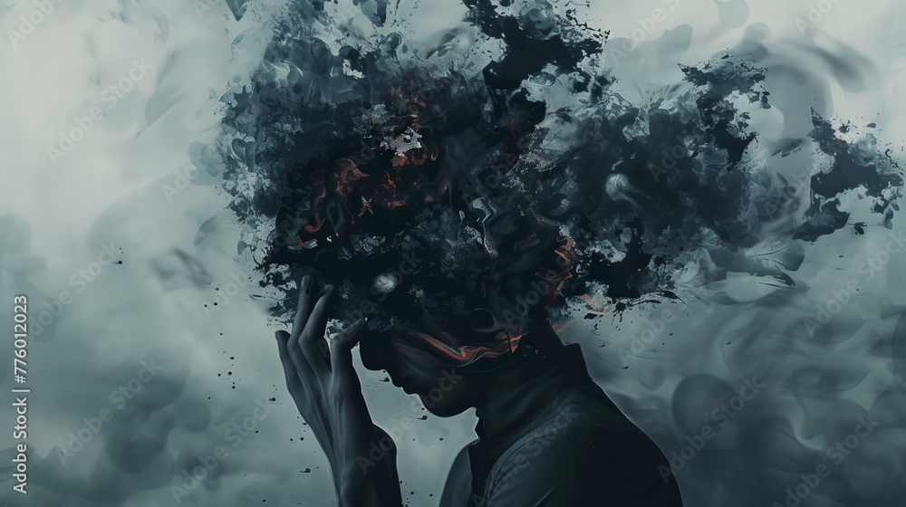 Visualizing mental health issues in society, symbolically representing ...