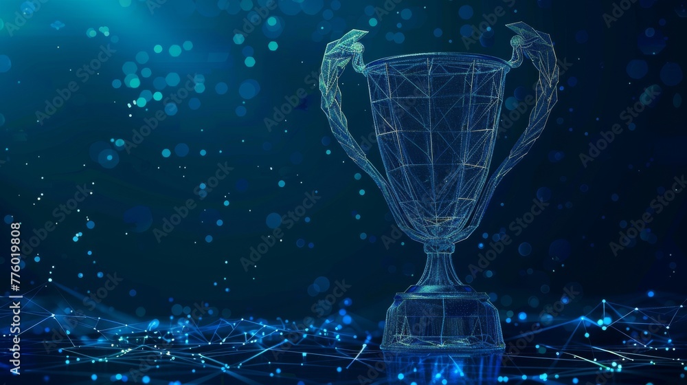 This abstract trophy cup is surrounded by a laurel wreath. It's a ...