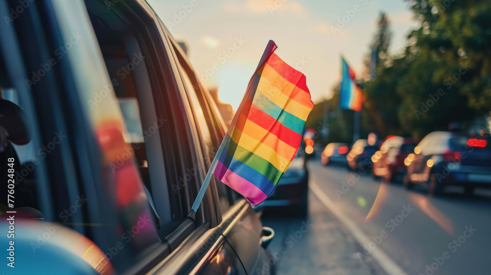 Rainbow flag as a symbol of tolerance and acceptance. LGBT community at ...