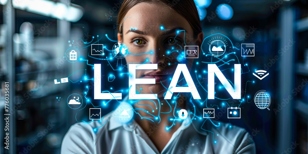 Business professional presenting concept of Lean methodology, focused ...