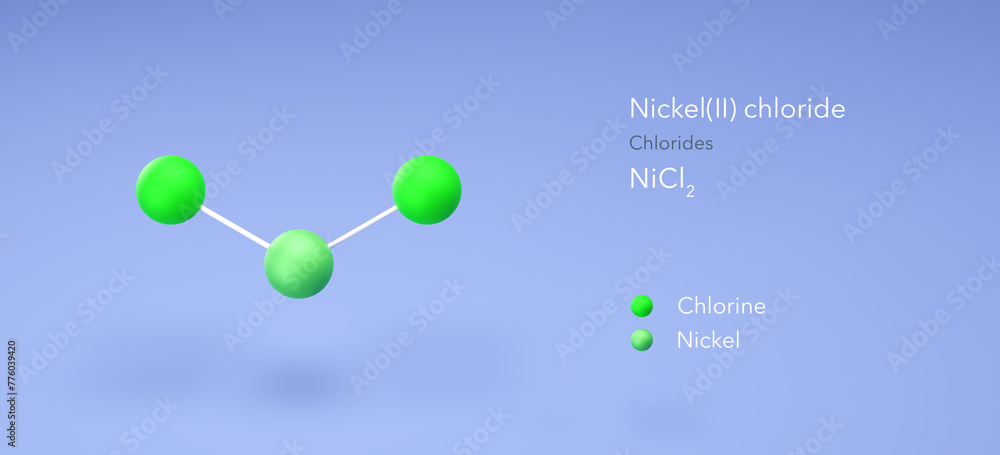 nickel(ii) chloride molecule, molecular structures, chlorides, 3d model ...