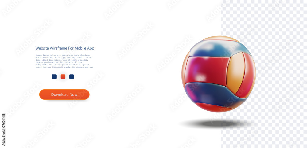 Glossy Multicolored Volleyball Isolated on Transparent Background. A ...