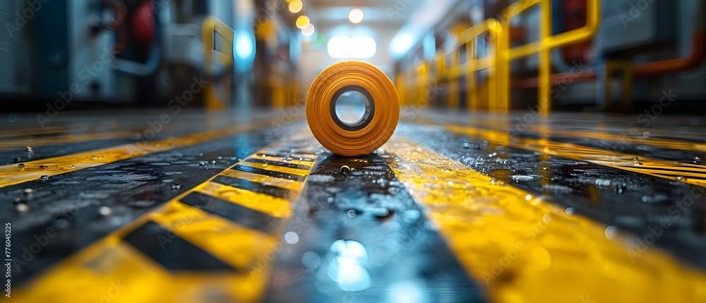 Chemical spill barrier tape marks safety containment area for cleanup ...