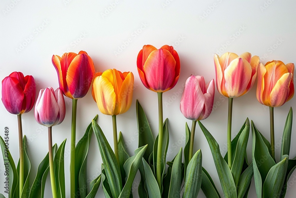 Spring tulip array, colorful and fresh nursery design, crisp white ...