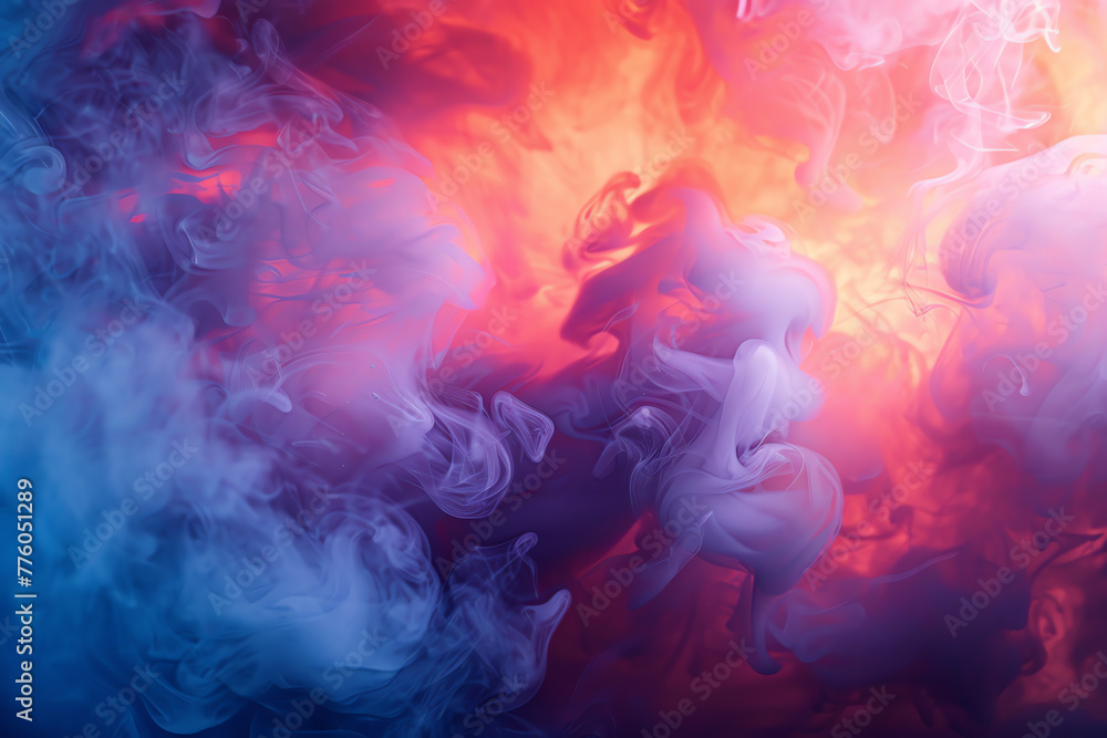 Thick clouds of smoke billow and spread through the air, creating a ...