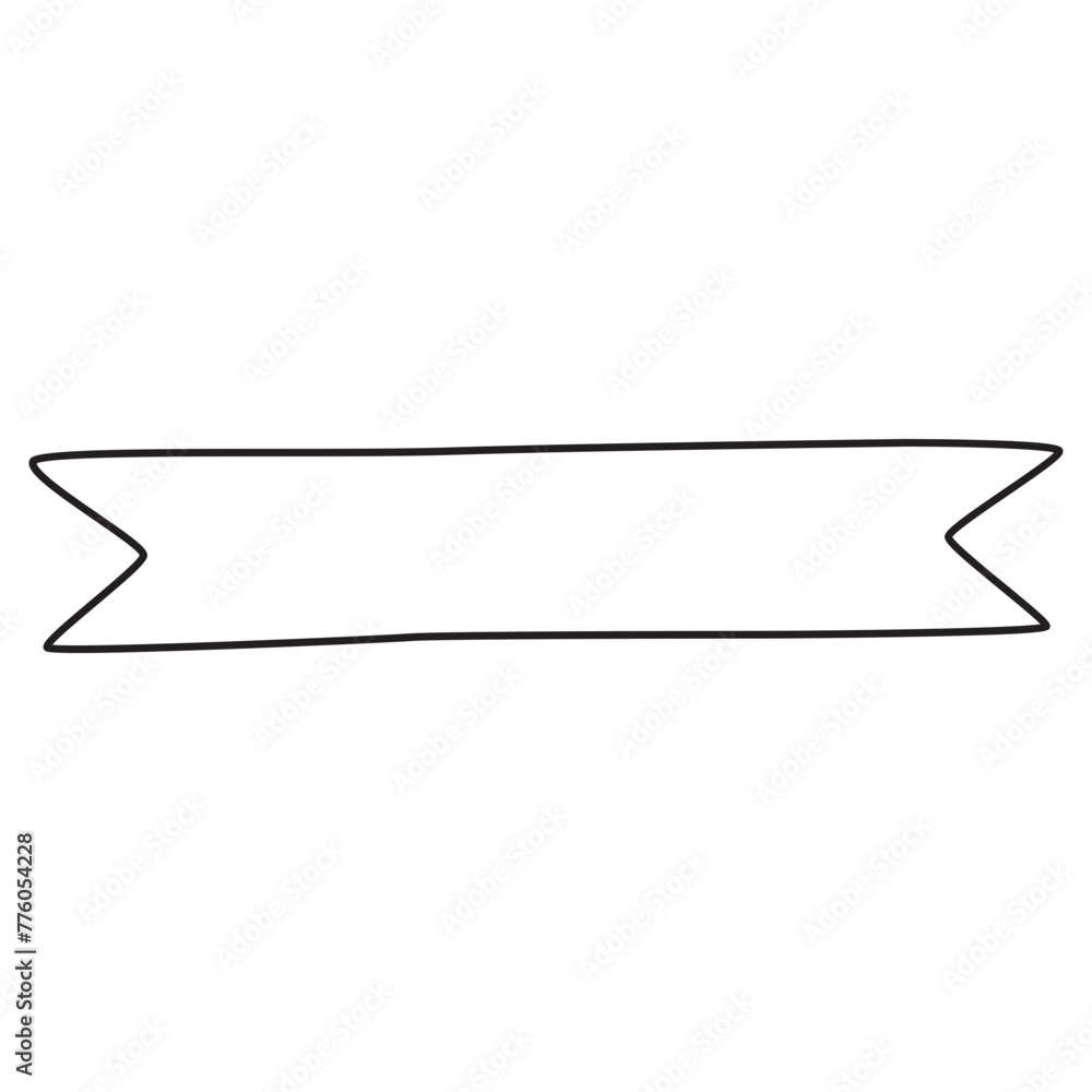 Elegant Ribbon Banner Line Art Vector Illustration Stock Vector | Adobe ...