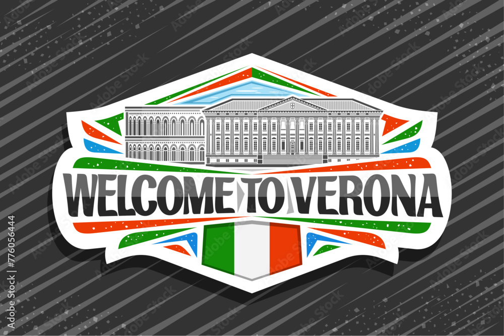 Vector logo for Verona, white decorative signage with outline ...