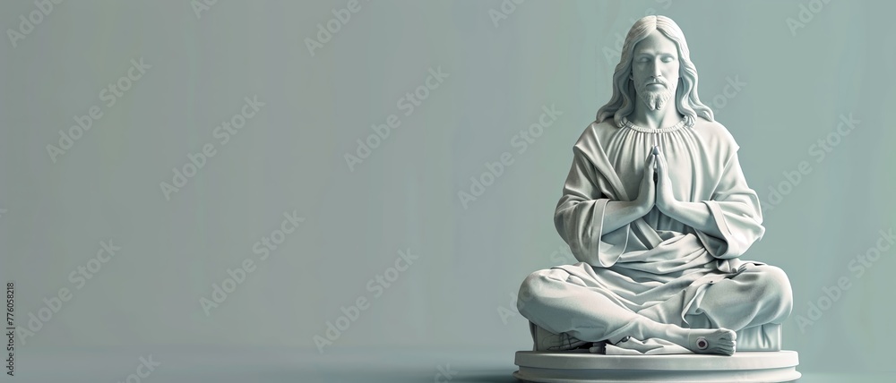 Produce a 3D image of a contemplative Jesus figure with space for ...