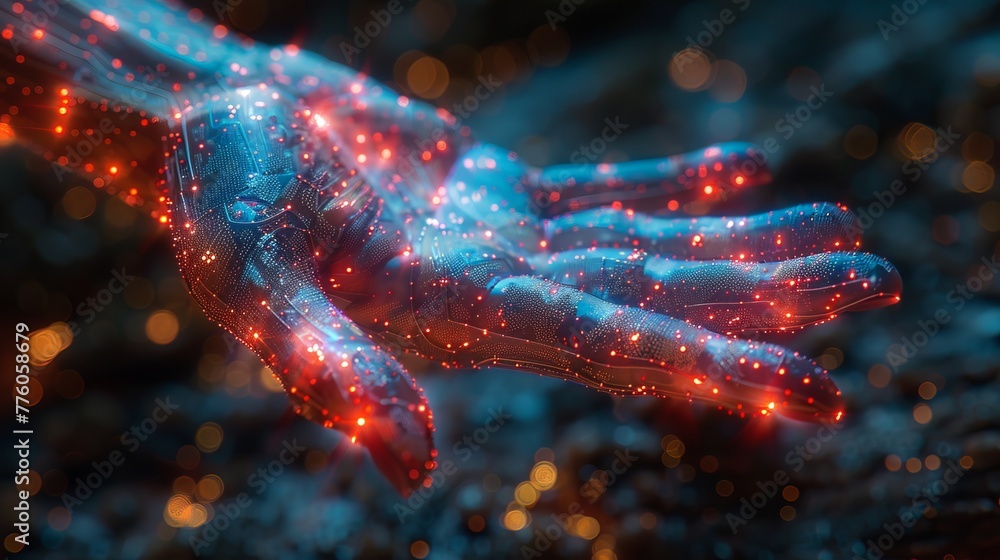 AI generates image of human hand with many fingers. Artificial ...