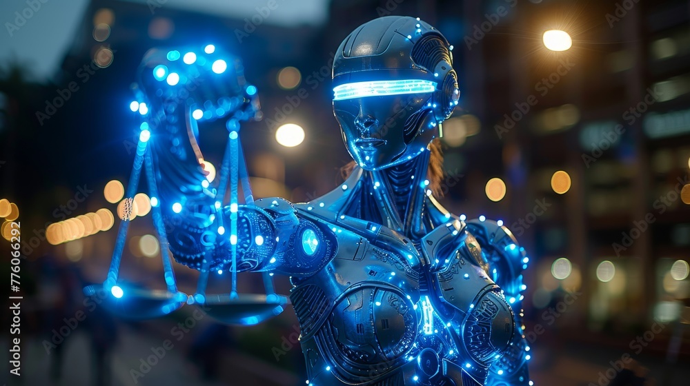 Judge by computer artificial intelligence in image of goddess Themis ...