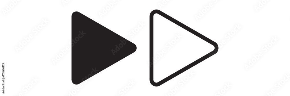 Editable vector right triangle arrow icon. Black, transparent white ...