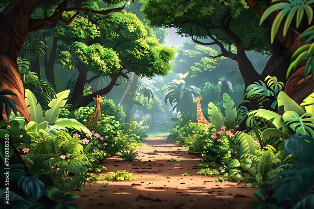 cartoon renditions of wild animals come to life Stock Illustration ...