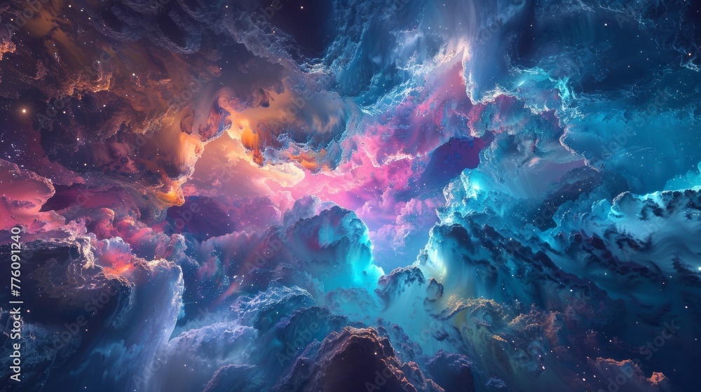 Depths of a digital world with a mesmerizing blend of light and dark ...