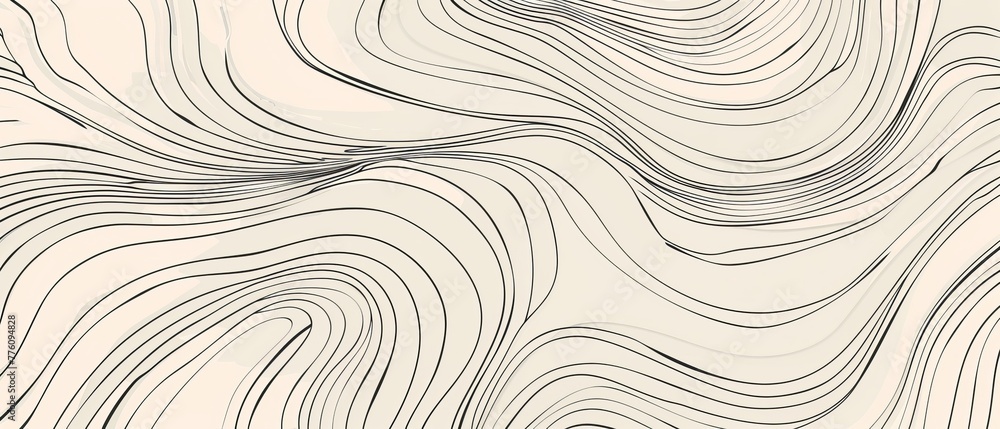 Modern abstract line art background. Color pencil hand drawn contour ...