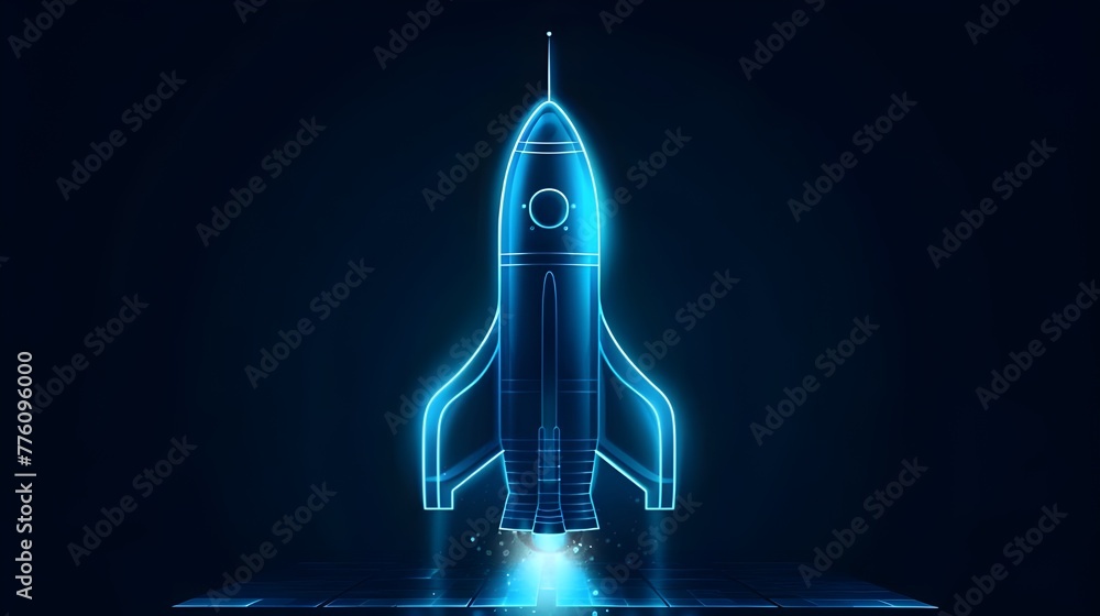 Digital rockets launch into outer space. Boosting and taking off career ...