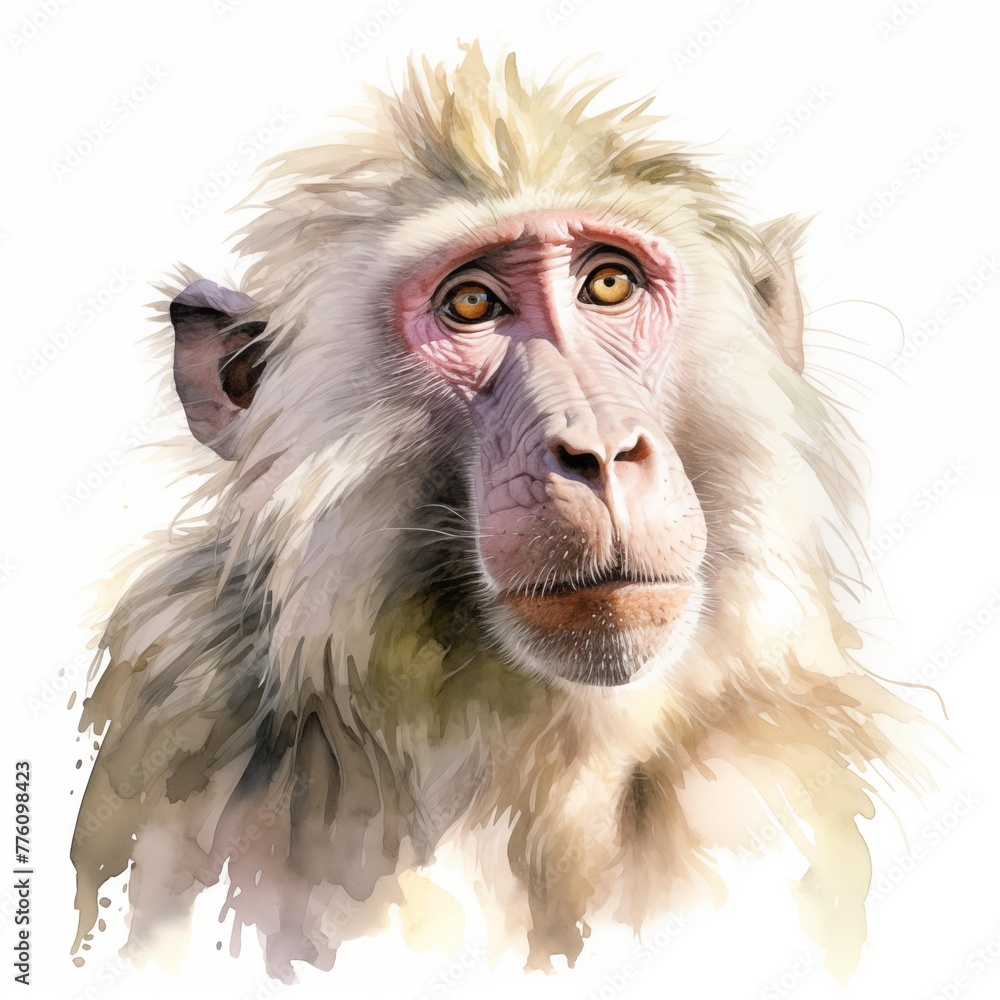Baboon monkey. Baboon clipart. Safari African nature animal. Watercolor ...
