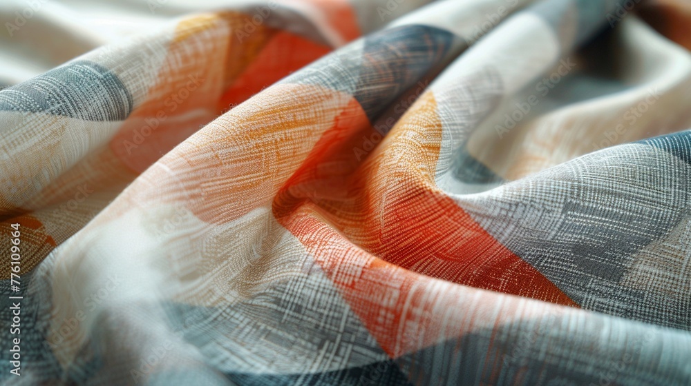 Modern geometric fabric design, with a blend of sharp angles and soft ...