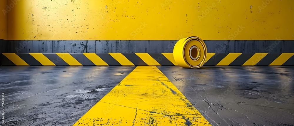 Chemical spill barrier tape designating safety zones for cleanup ...
