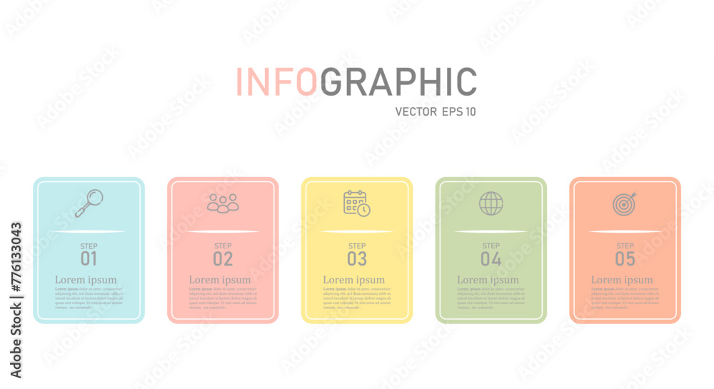 Vector infographic design of 5 steps of work process. Graphics for ...