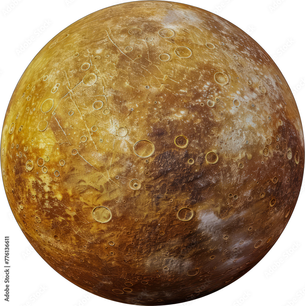 Detailed view of the Mercury surface with craters and texture cut out ...