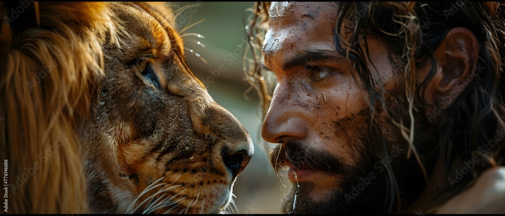 Representation of Jesus Christ as the King of Kings with a lion ...