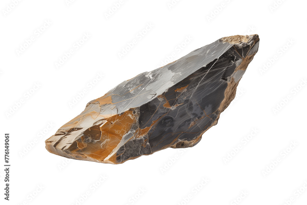 Striated Flint Rock Specimen - Isolated on White Transparent Background ...