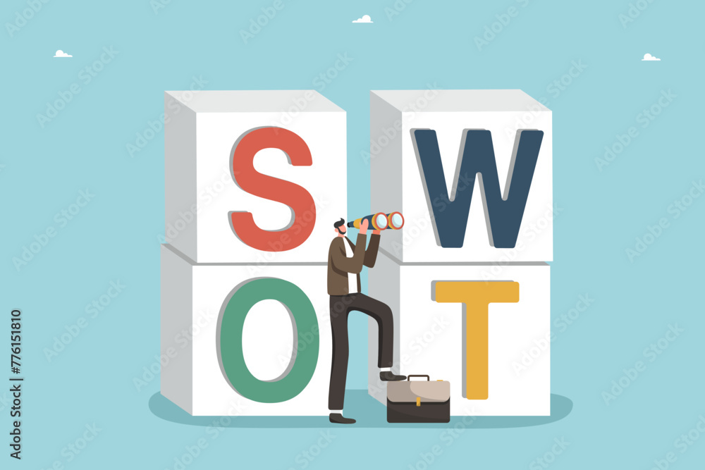SWOT analysis, brainstorming to set goals, SWOT analysis team working ...