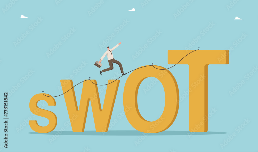 SWOT analysis, brainstorming to set goals, SWOT analysis team working ...