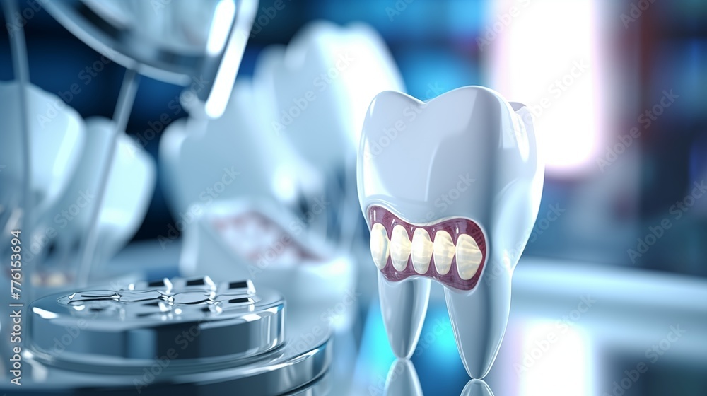 Teeth model showcasing internal nerve structure for dental education ...