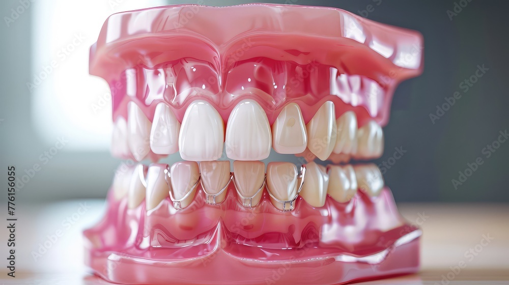 Detailed View of a Dental Model Displaying Human Teeth and Gums ...