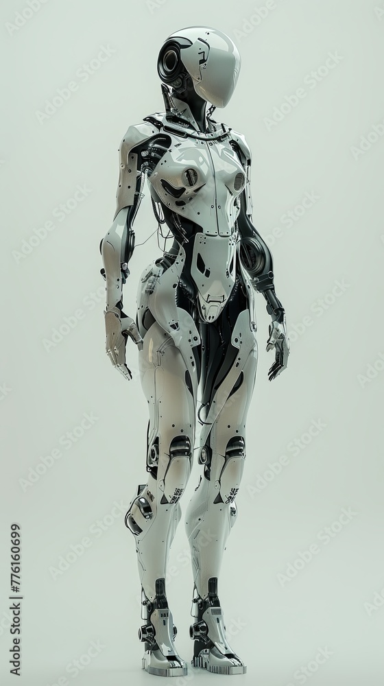 Female biomechanical cyberpunk, cybernetics, porcelain white skin ...