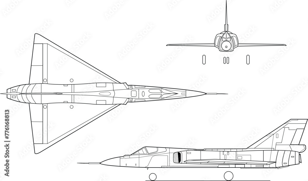 Fighter jet, plane, drawing, blueprint, outline eps vector illustration ...