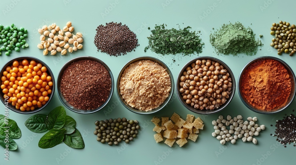 Vegan protein sources displayed artistically, highlighting plant-based ...