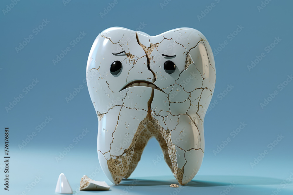 Illustrative character of a distressed tooth showing signs of decay ...