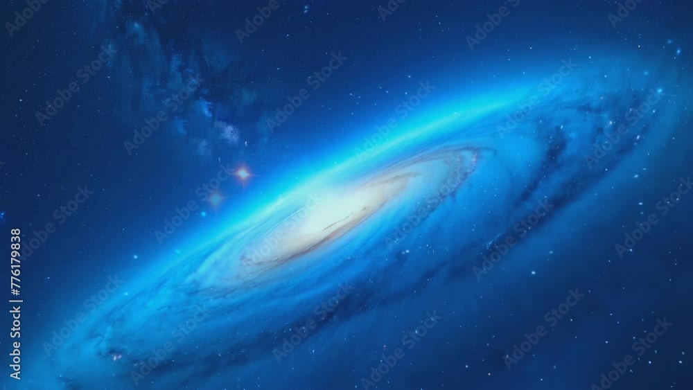 Fly Through Stars And Blue Nebulae In Space. Galaxy exploration through ...