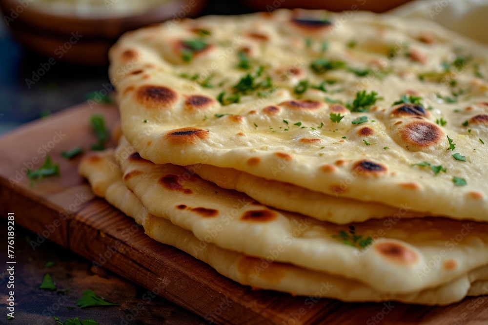 butter naan, naan wrap, naan isolated, tandoori chicken, coriander ...