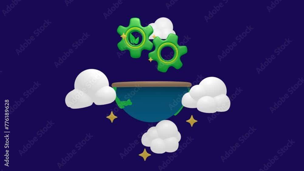 Infinite looped animation transparent video of green gears rotating ...