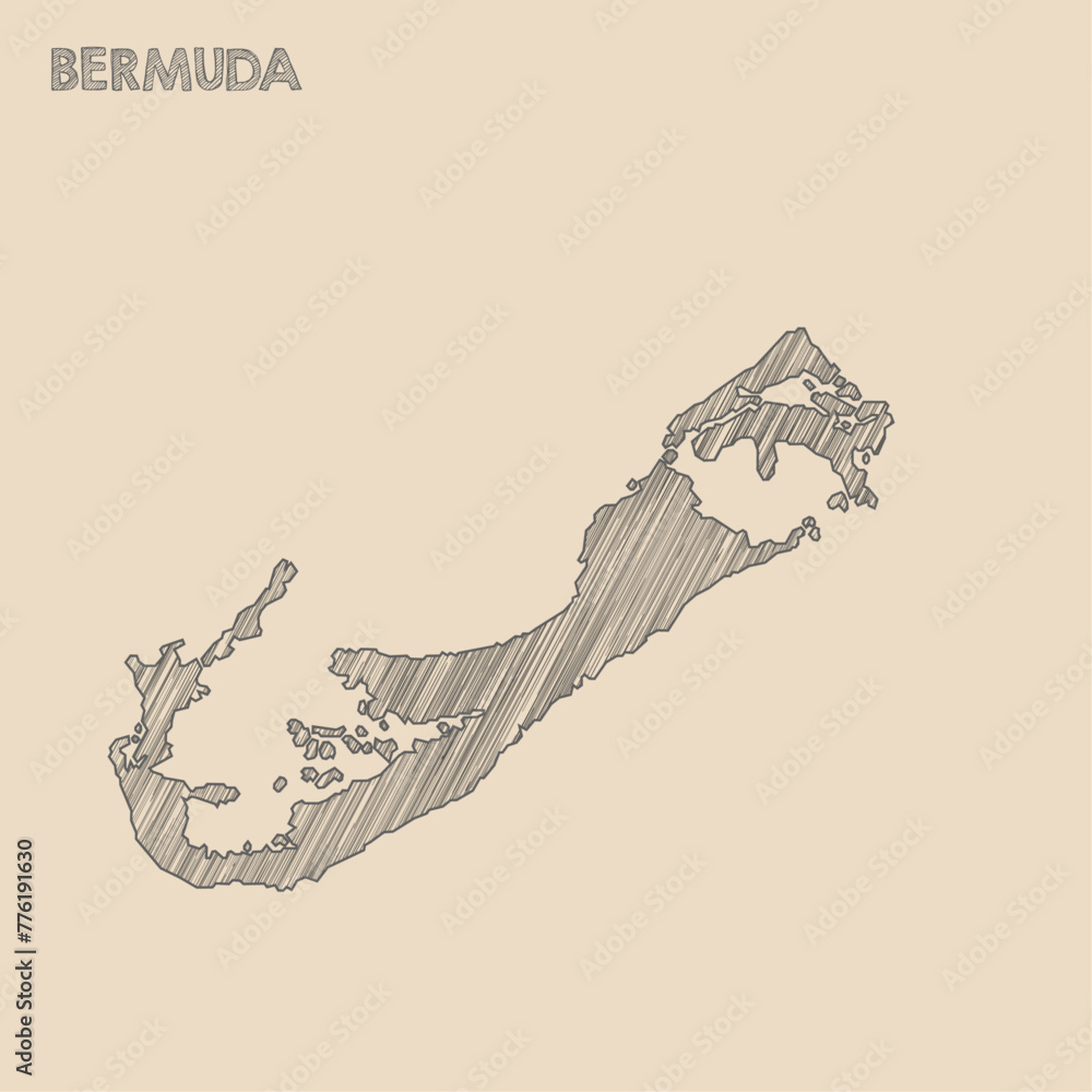 Bermuda map hand drawn Sketch background vector, Bermuda freehand ...