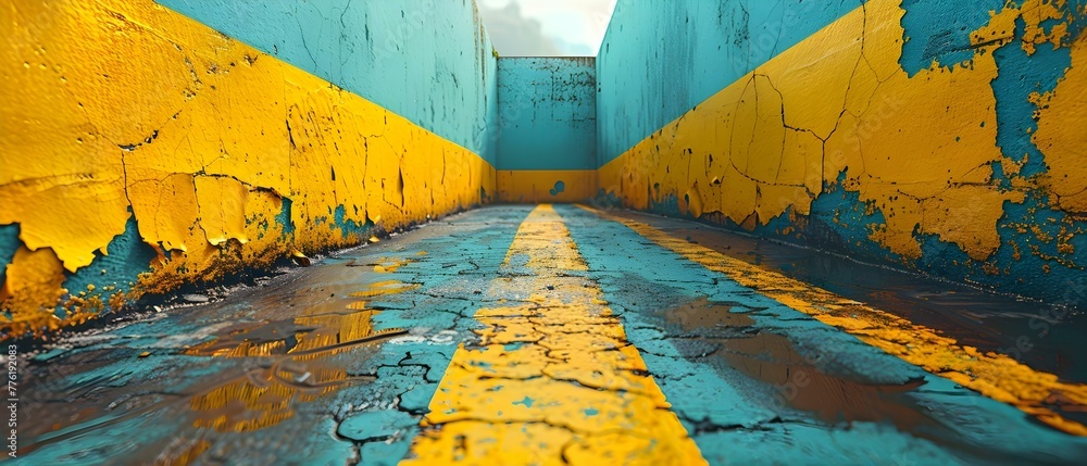 Chemical spill barrier tape marks safety zones for cleanup procedures ...