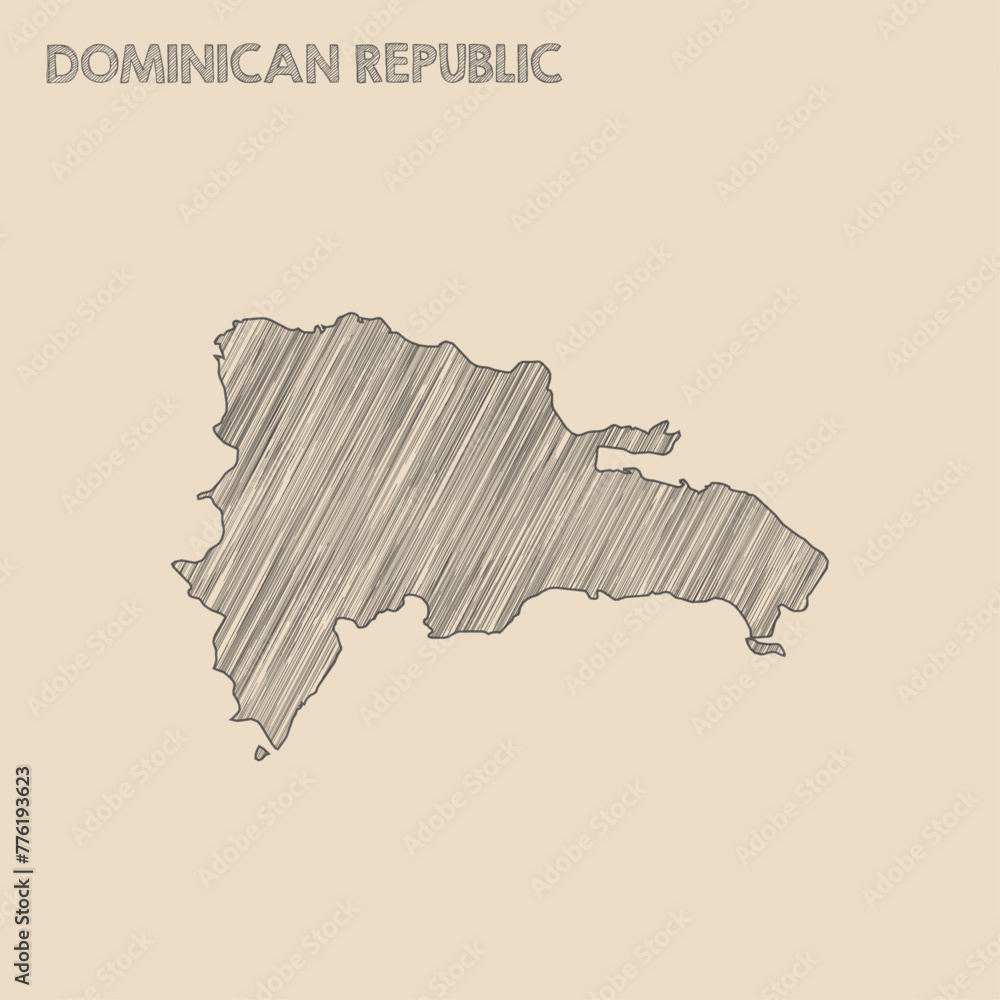 Dominican Republic map hand drawn Sketch background vector, Dominican ...