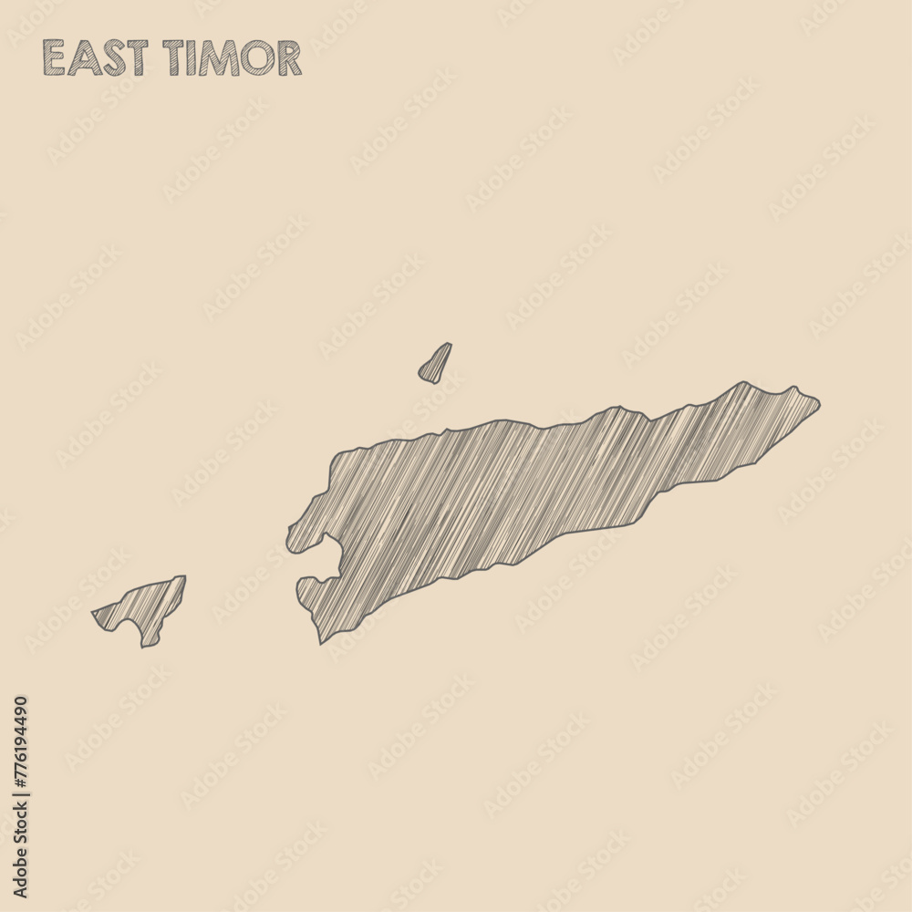 East Timor map hand drawn Sketch background vector, East Timor freehand ...