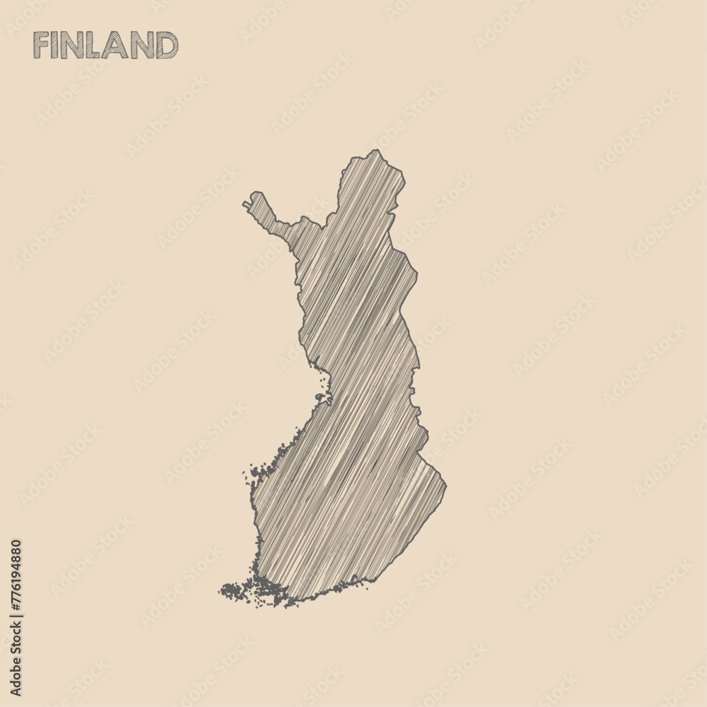 Finland map hand drawn Sketch background vector, Finland freehand ...