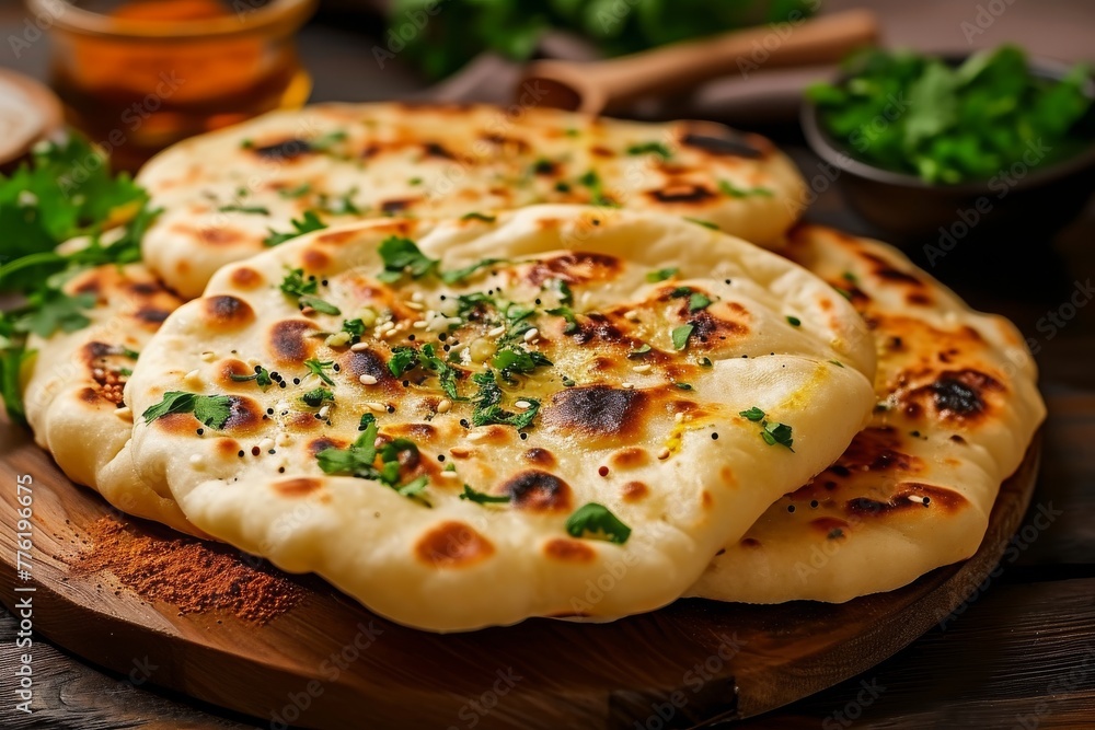 butter naan, naan wrap, naan isolated, tandoori chicken, coriander ...