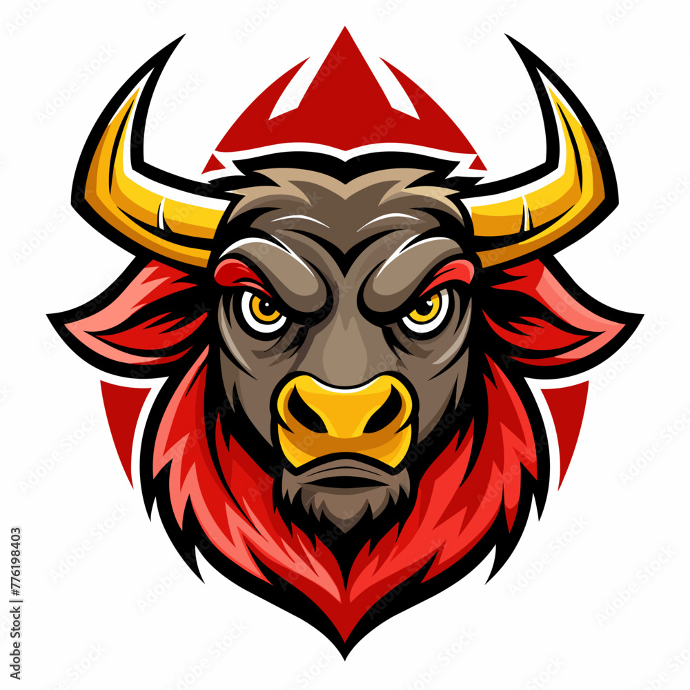 Minimalist Bull Red angry hand drown logo icon element vector graphic ...